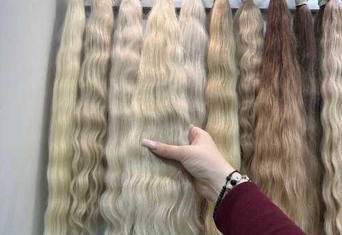 Волосы для наращивания чистый блонд, кудри