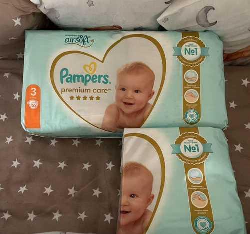 Подгузники pampers premium care 3