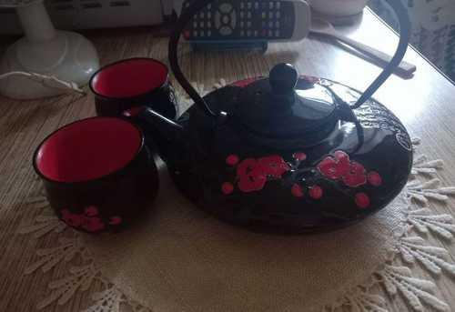 Заварочный чайник с бокалами,керамический