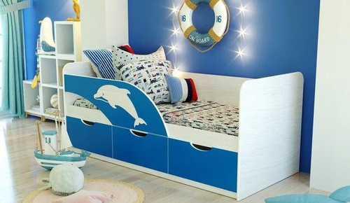 Детская одинарная кровать-11 с дельфином