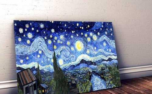 Картина на холсте "Звездная ночь" Ван Гог, 30х70