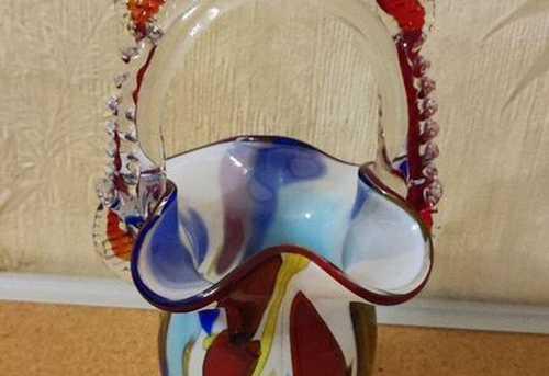 Вазочка-конфетница СССР из цветного стекла