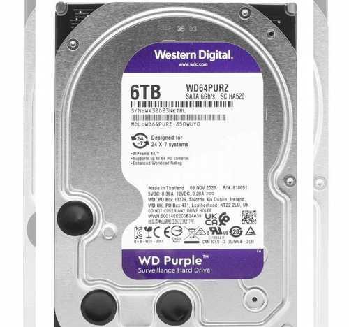 Жесткий диск WD Purple WD64purz, 6тб, HDD, SATA II