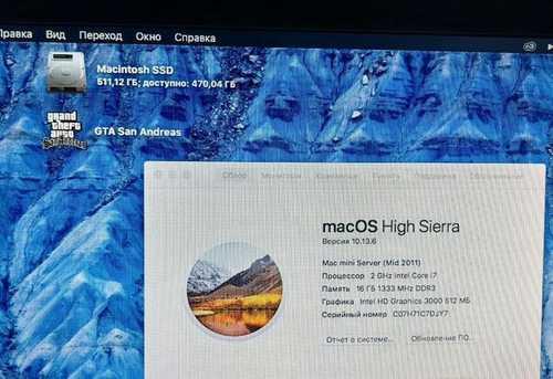 Apple Mac Mini Server i7, 16гб, 512 SSD, оригинал
