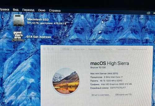 Apple Mac Mini Server i7, 16гб, 512 SSD, оригинал