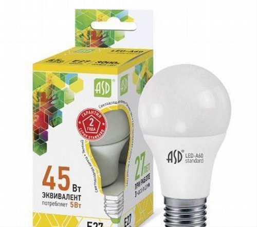 Лампа сд LED-A60-standard 5.0W 230V Е27 450Lm ут00