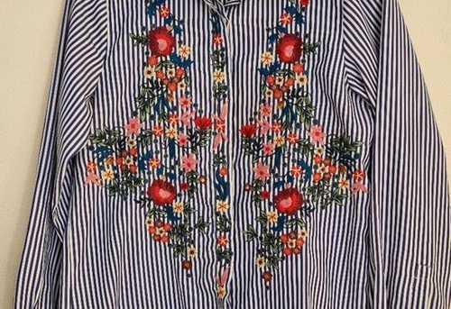 Рубашка женская в полоску с цветами