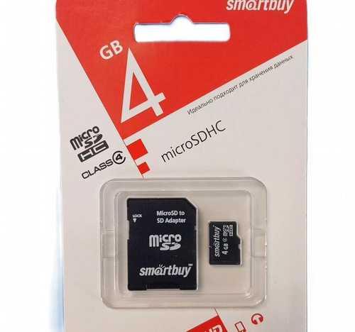 Карта памяти microsdhc 4 Gb SmartBuy class 4