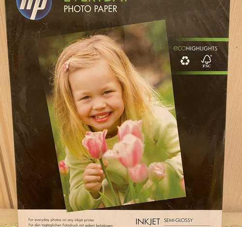 Фотобумага HP Everyday A4, 170 гр. 100 л. Новая