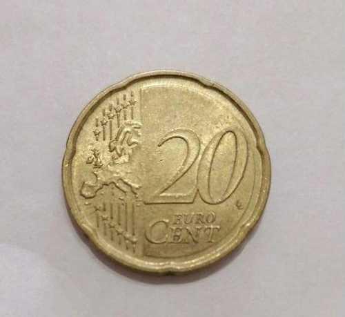 Монета 20 евро центов 2007год. Франция