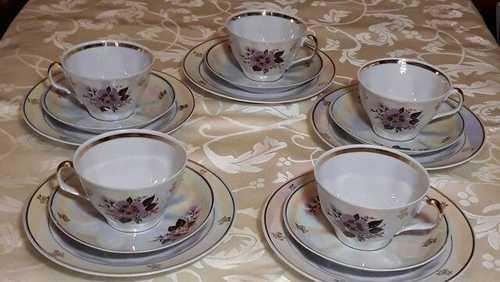 Чайные чашки - трио - сервиз Рижский фаррфор RPR