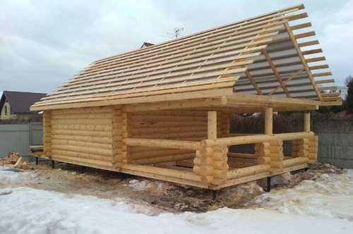 Сруб бани 6*10 с верандой. Доставка и сборка