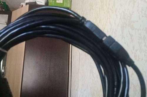 Кабель удлинитель USB 2.0 10м (черный)