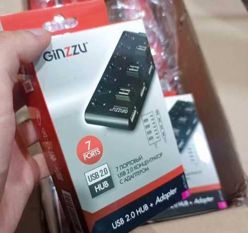 Новый USB HUB Ginzzu GR-487UAB (много)