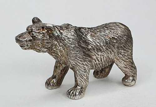 Статуэтка - миниатюра "Медведь". Серебро