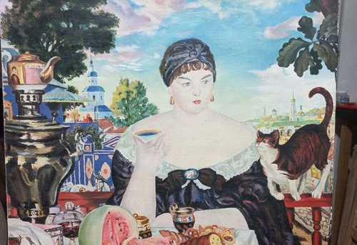 Картина " Купчиха за чаем " Кустодиева