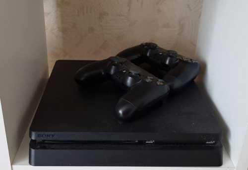 Sony playstation 4 slim + 2 геймпада + 52 игры