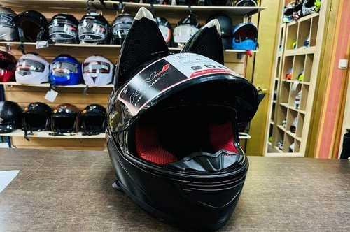Мото шлем женский спортивный кошка с ушками