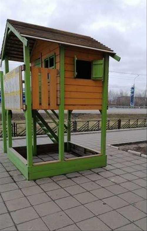 Деревянный детский домик для дачи Бормио XL
