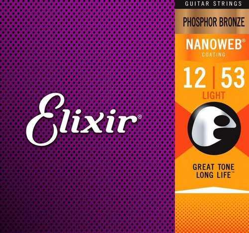 Струны для гитары Elixir 16052 NanoWeb 12-53