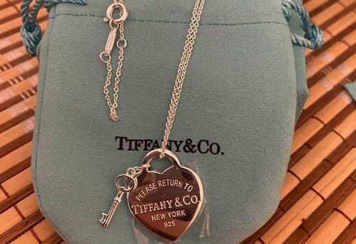 Цепочка с подвеской сердце с ключиком Tiffany