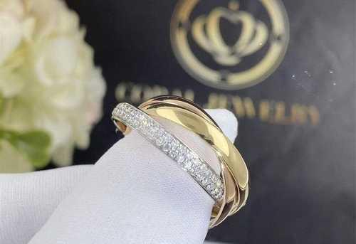 Золотое кольцо Cartier Trinity, small модель 0,49c