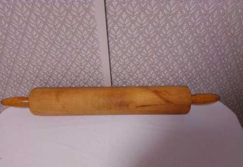 Скалка для теста деревянная с вращающейся ручкой