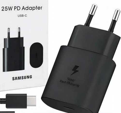 Адаптер сетевой samsung 25w 1 USB-C белый   кабель