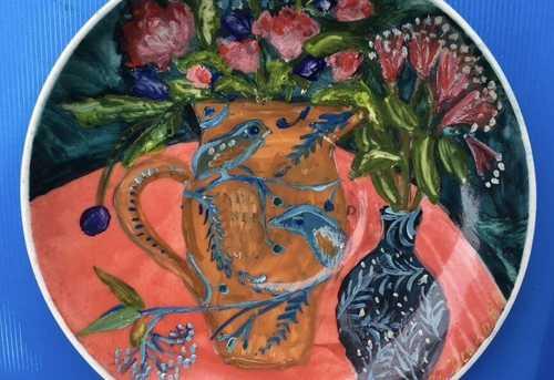 Настенная тарелка "вазы с цветами"