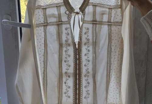 Блуза -вышивка с бисером,алая с капюшоном и др