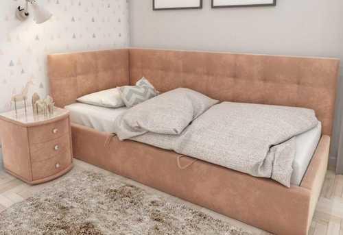 Мягкая односпальная кровать с бортиком