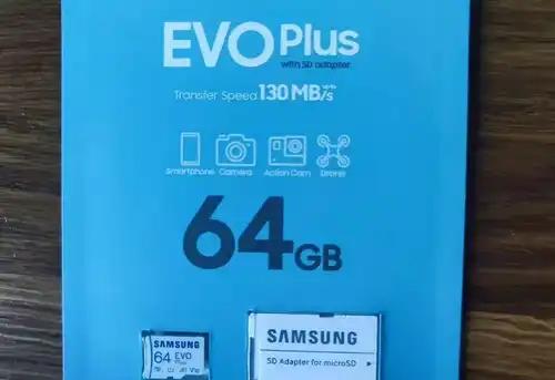 Карта памяти micro SD Samsung EVO Plus 64 gb