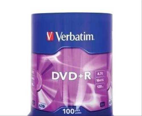Verbatim Диски DVD+R 4.7Gb 16-х, 100шт, Cake Bo