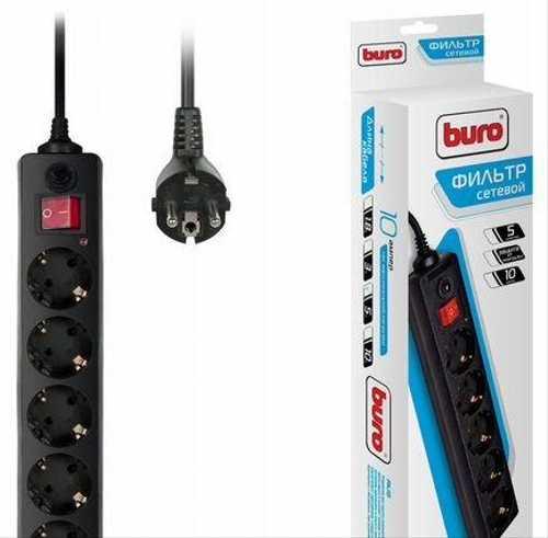 Сетевой фильтр 5,0м Buro 500SH-5-B (5 розеток) чер