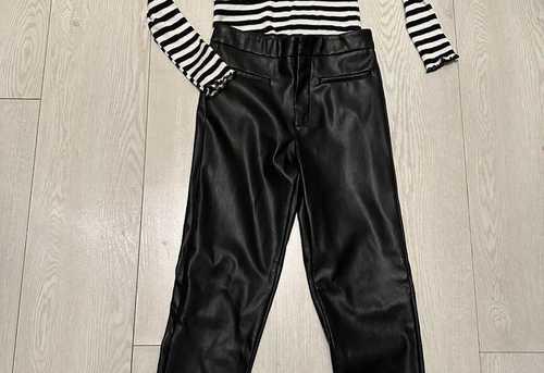 Кожаные леггинсы zara и лонгслив mango