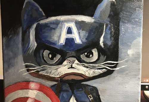 Картина маслом "капитан Америка"