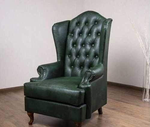 Кресло из натуральной кожи Барон зеленое