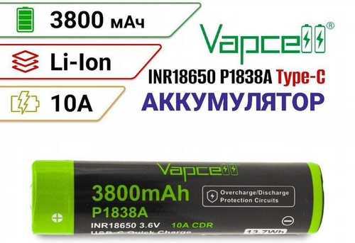 Аккумулятор Vapcell P1838A INR18650 3800mah 10A