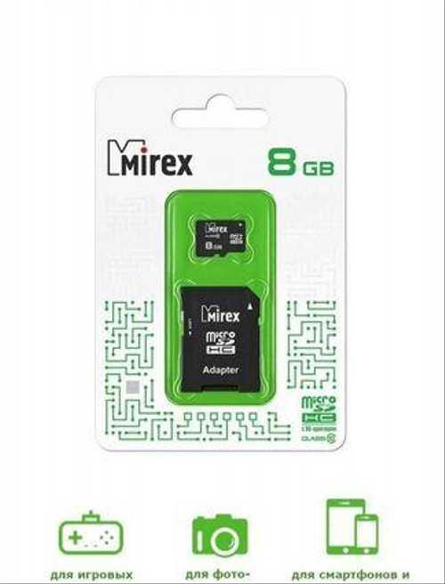 Карта памяти Mirex microSD 8 гб