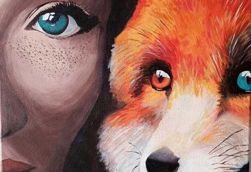 Интерьерная картина Девушка и лиса