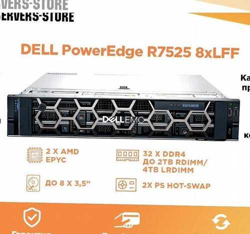 Сервер dell PowerEdge R7525 8xLFF