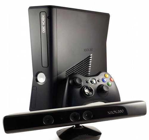 Xbox 360 slim+kinect+2 джойстика +Диски с играми