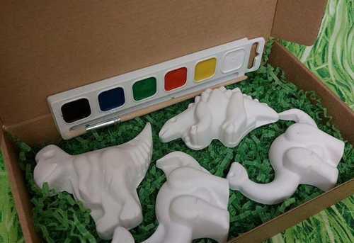 Гипсовые динозавры 3д(3d)раскраски+краска с кистью