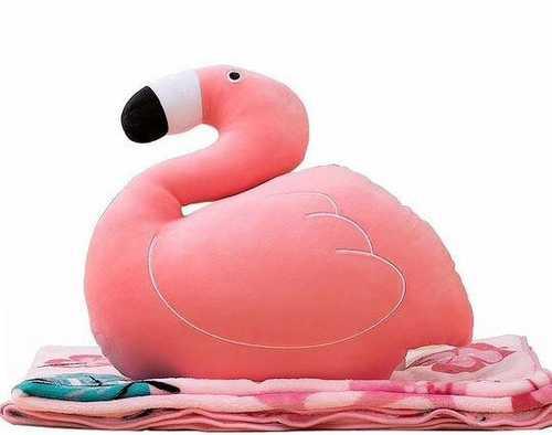 Игрушка подушка с пледом Funfur Flamingo