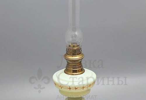 Старинная расписная керосиновая лампа с журавлем