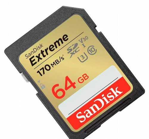 Карта памяти SanDisk sdxc 64GB Class10 Extreme V30