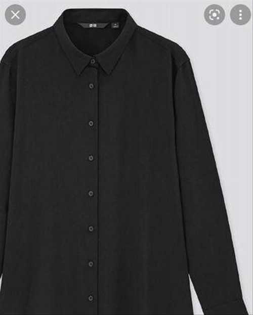 Черная базовая рубашка uniqlo