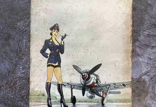 Декор на стену девушка и самолёт