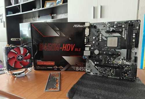 Плата ASRock b450m-hbv + cpu AMD rayzen 5 3500