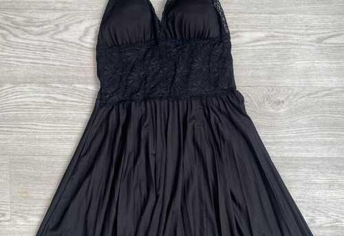 Платье черное на тонких лямках Турция